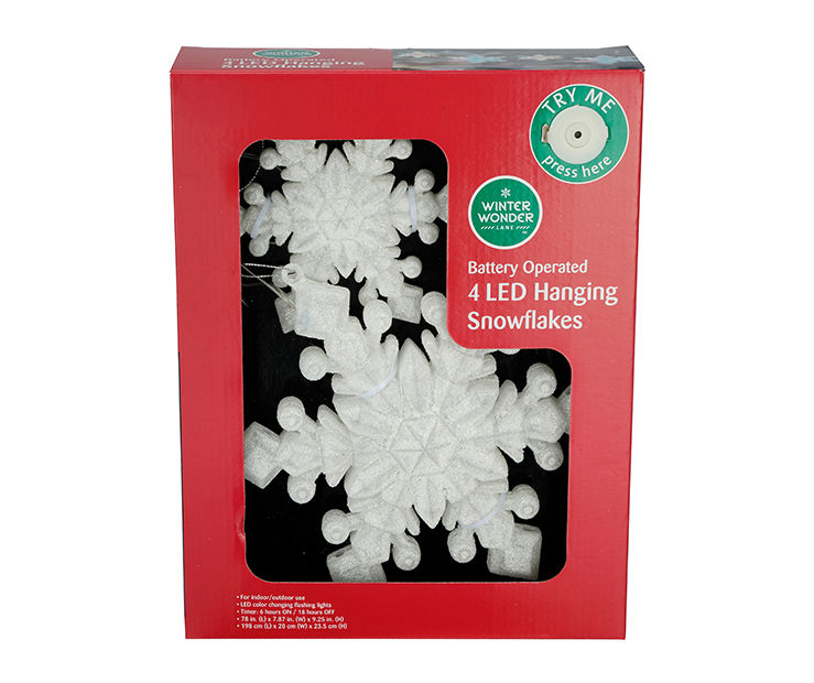 Winter Wonder Lane Color-Changing Snowflake 4-Piece LED Hanging Decor ...