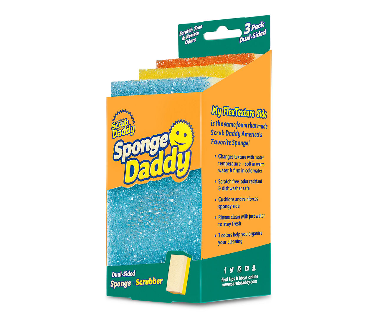 Scrub Daddy Sponge Daddy Dual-Sided Scrubber Sponge, 3-Pack | Big Lots