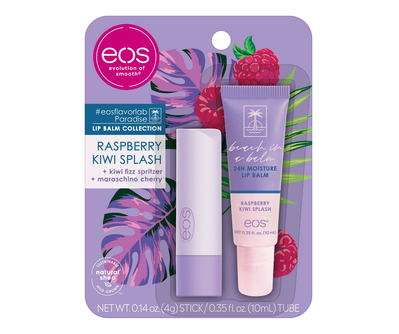 EOS Raspberry Kiwi Splash Tube & Stick Lip Balm Collection, 2-Pack ...