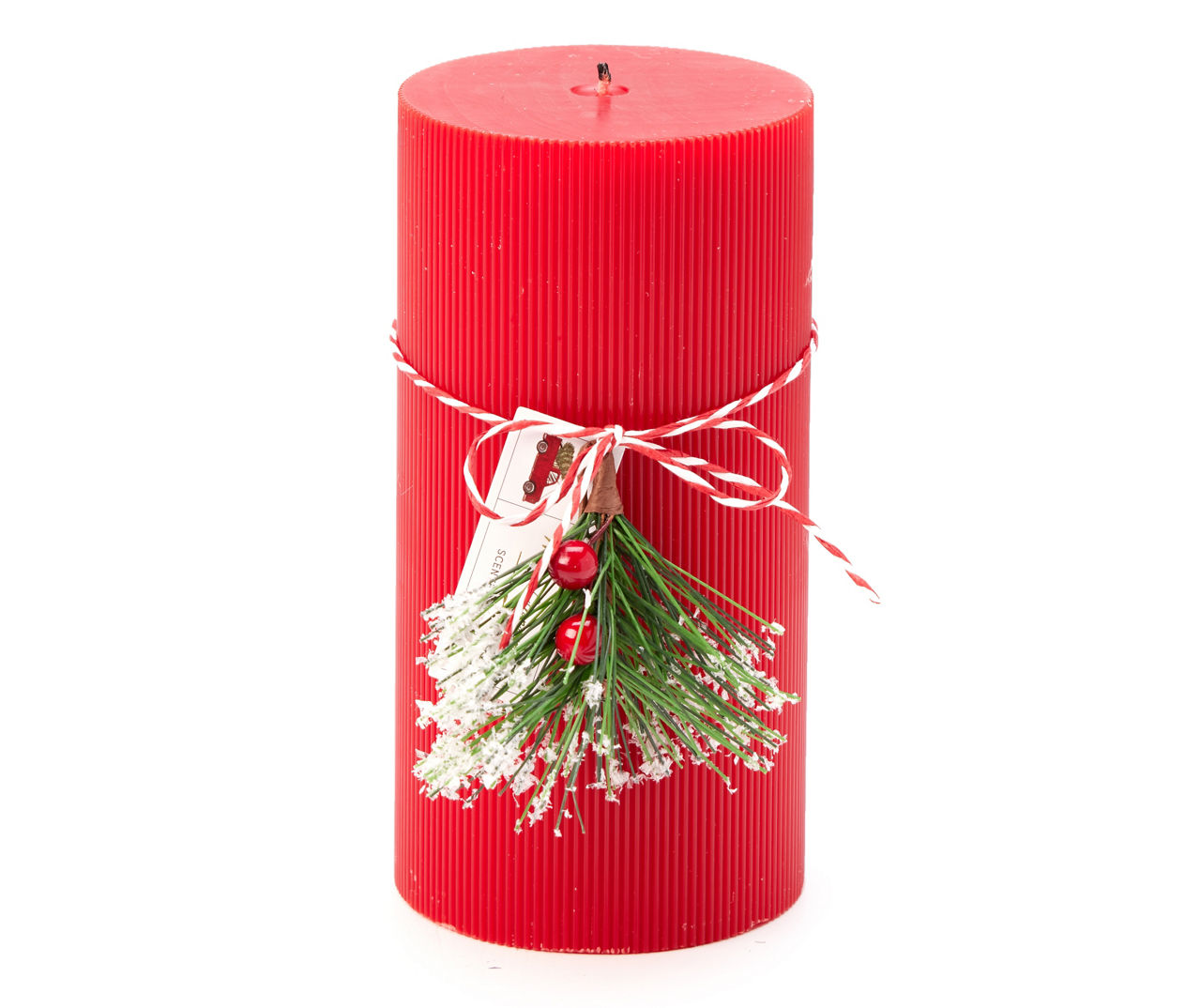 Warm Cinnamon Red Rib Pillar Candle, (6") | Big Lots
