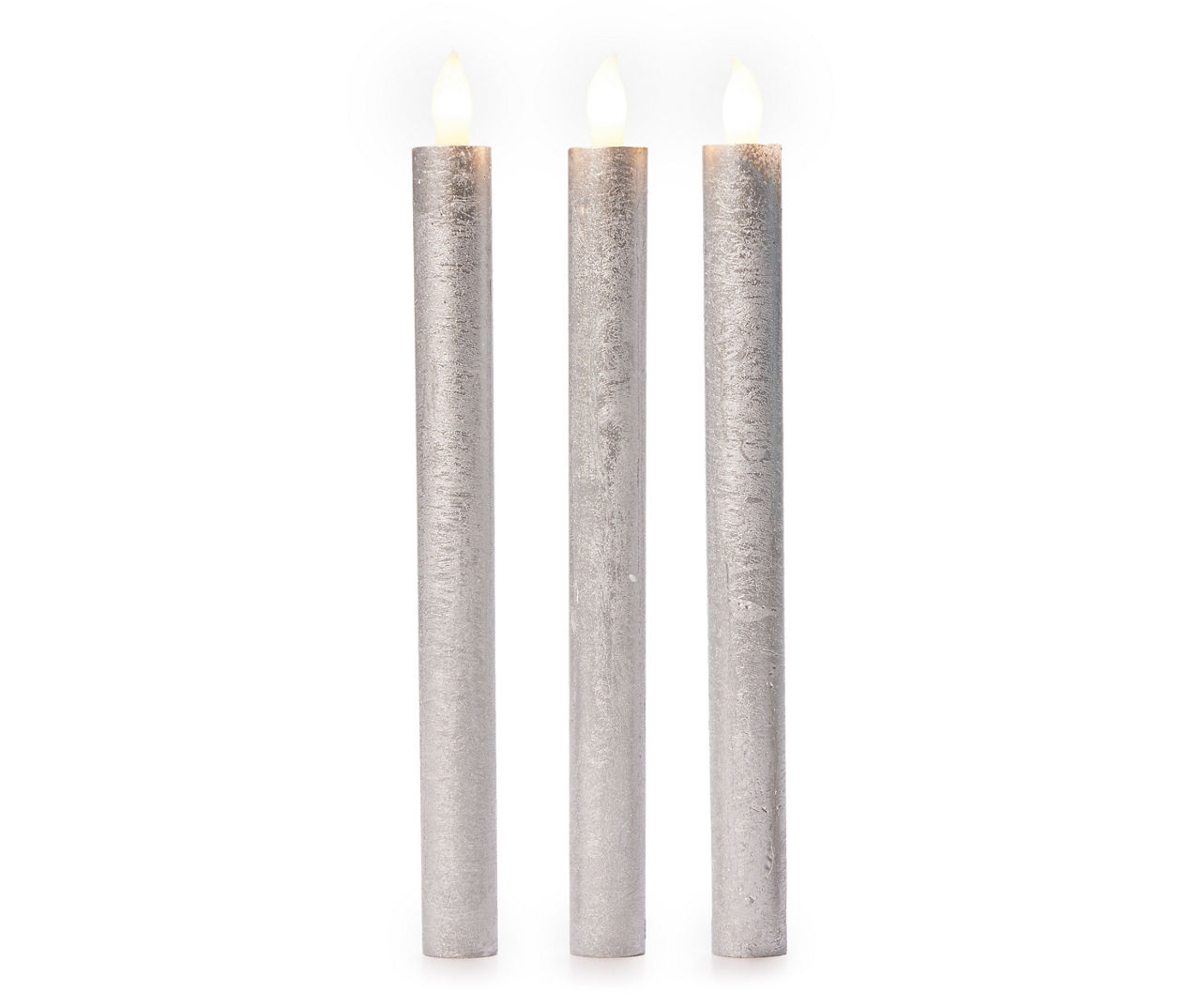Silver Textured LED Taper Candles, 3-Pack | Big Lots