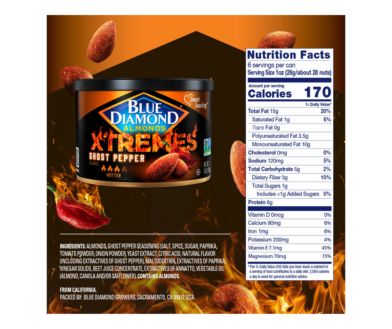 Blue Diamond XTREMES Ghost Pepper Almonds, 6 Oz. | Big Lots