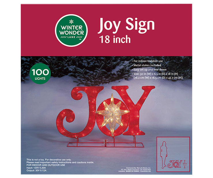Winter Wonder Lane 18" Light-Up "Joy" & Star Sign | Big Lots