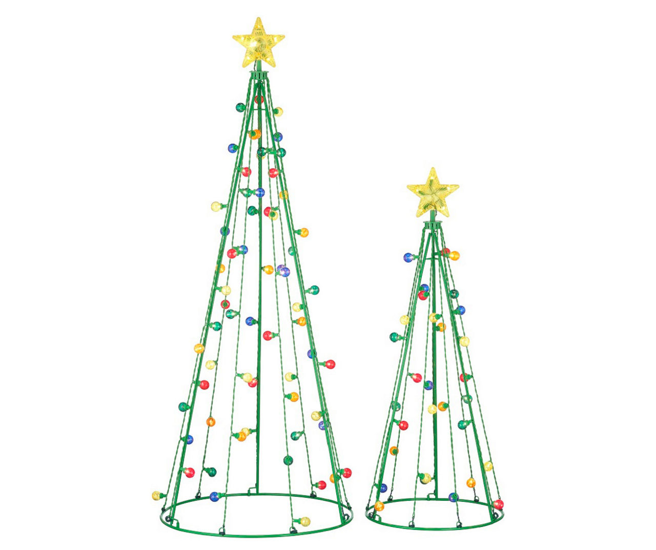 Winter Wonder Lane Multi-Color Cone String Tree 2-Piece Light-Up Decor ...