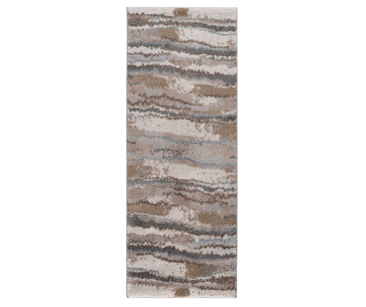 Karly Blue & Tan Watercolor Abstract Shag Runner Rug, (2.5' x 7') | Big ...