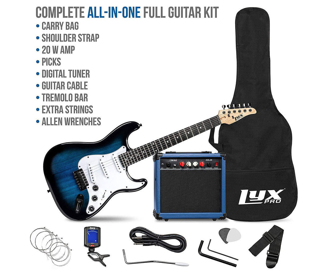 Lyx Pro Blue Electric Guitar Kit | Big Lots