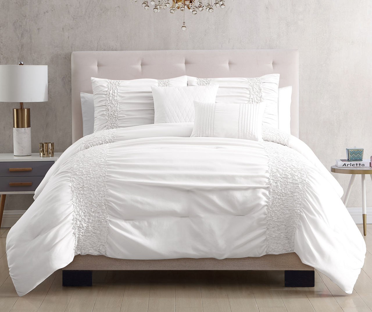 Riverbrook Home Riverbrook Home Allison White Ruched Comforter Set ...