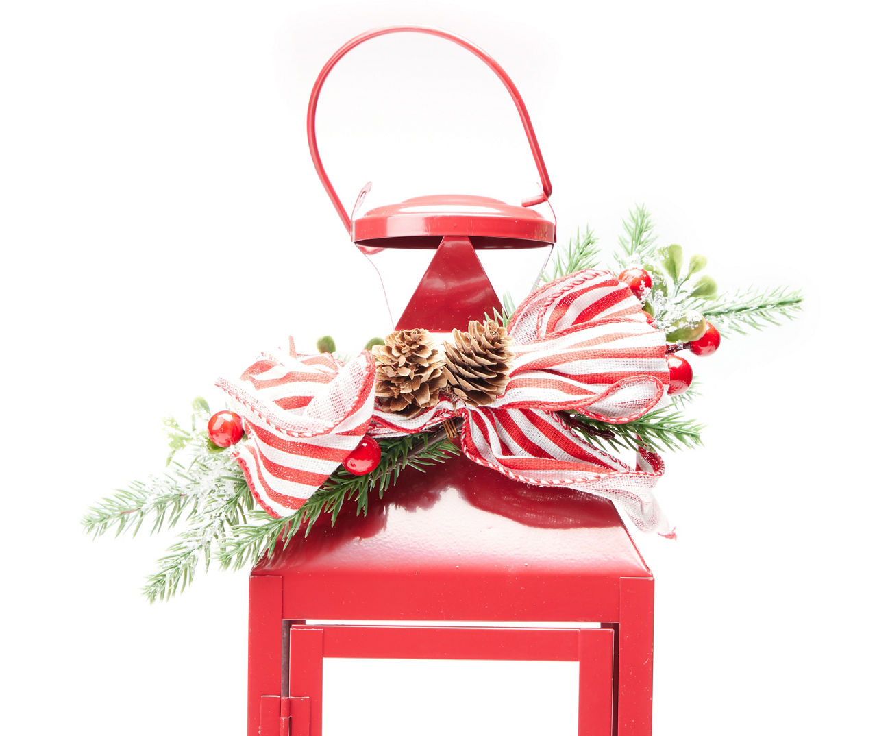 Red LED Candle Lantern with Stripe Bow | Big Lots