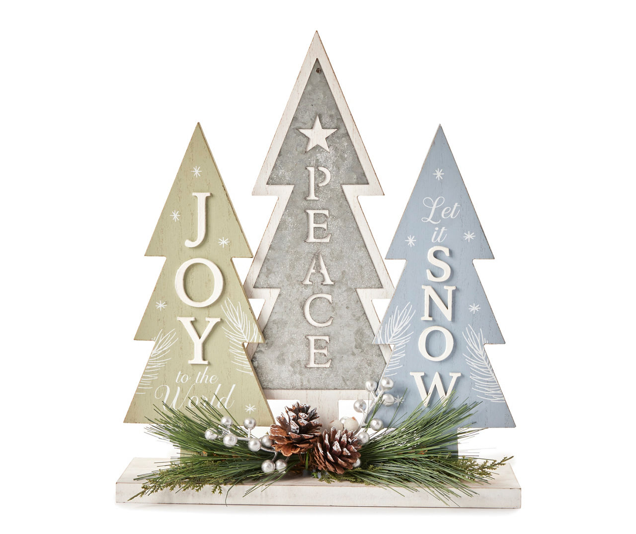 Winter Wonder Lane "Joy", "Peace" & "Snow" Tree Tabletop Decor | Big Lots