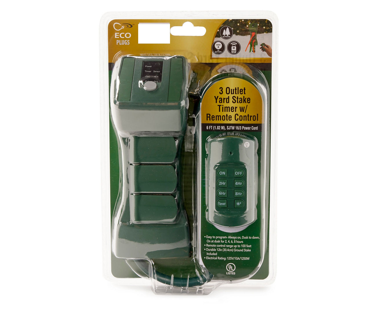 Eco Plugs Outdoor 3-Outlet Yard Stake Timer with Remote Control | Big Lots