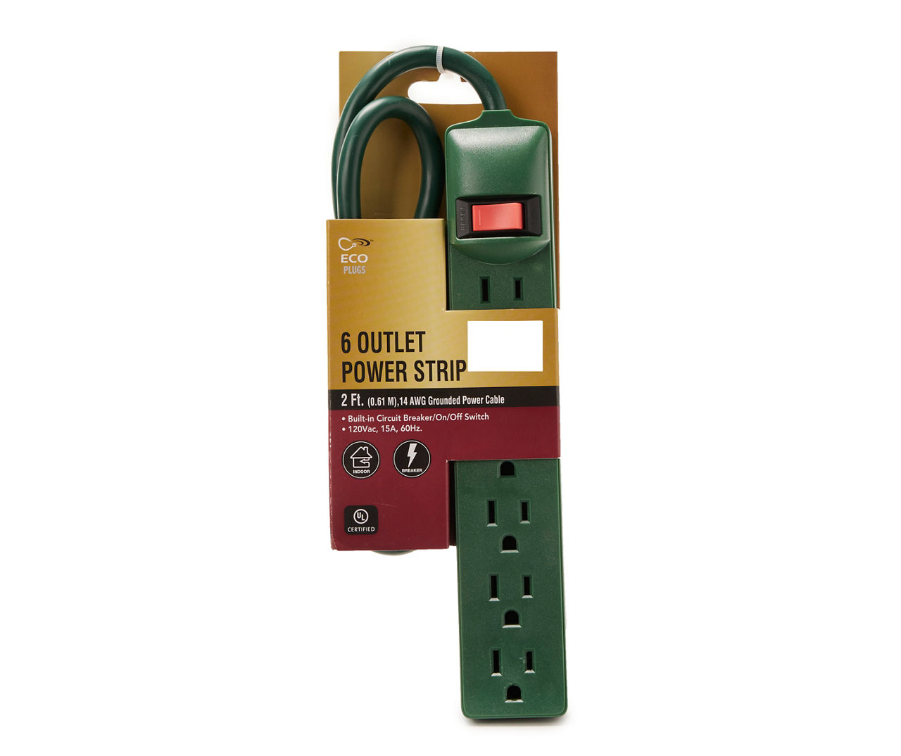 Green 6-Outlet Indoor Power Strip | Big Lots