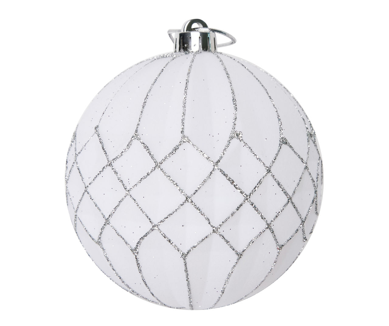 Winter Wonder Lane 6.13" White Flocking Diamond Jumbo Ball Ornament ...