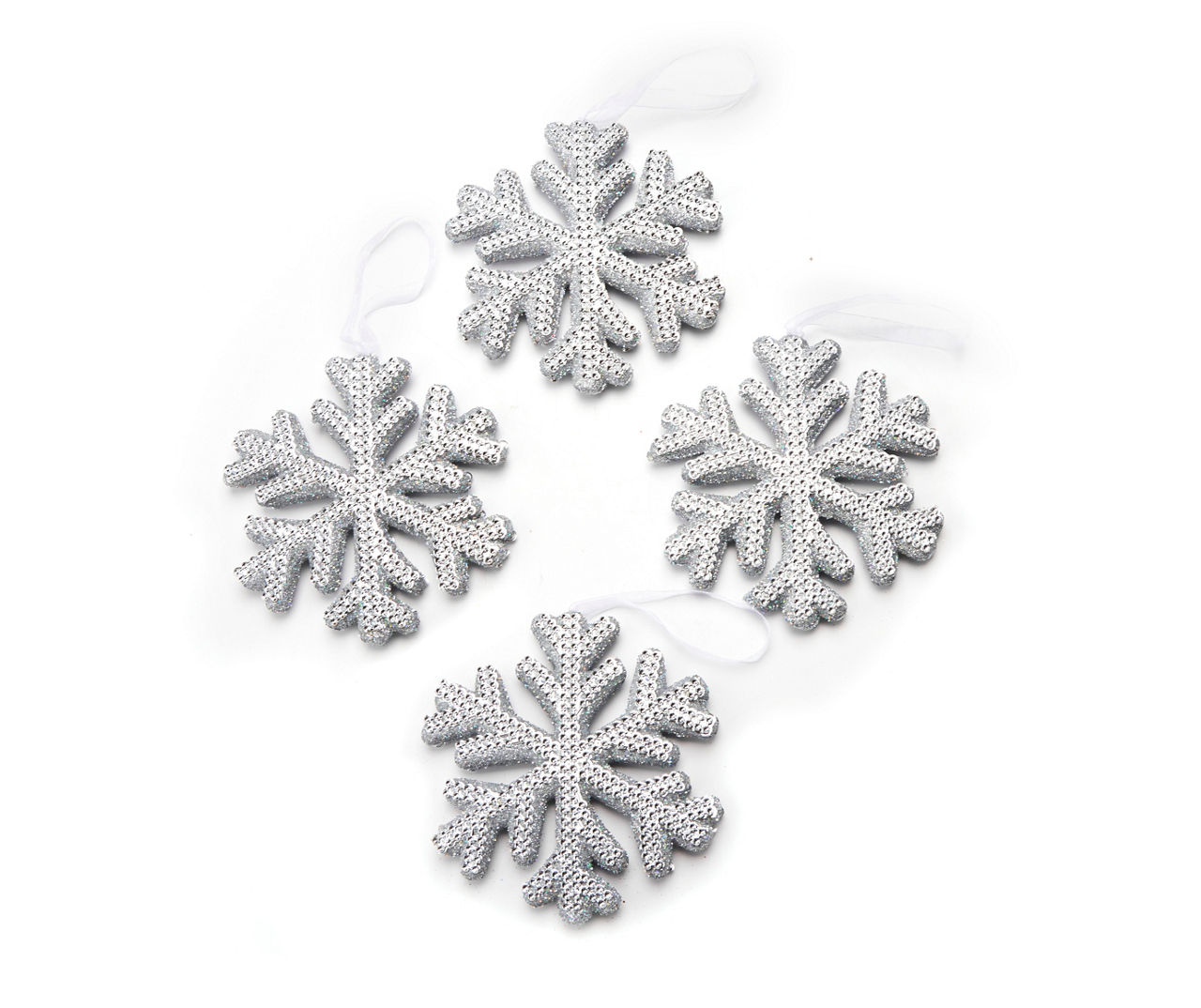 Winter Wonder Lane Silver Bling Snowflake Ornaments, 4-Pack | Big Lots