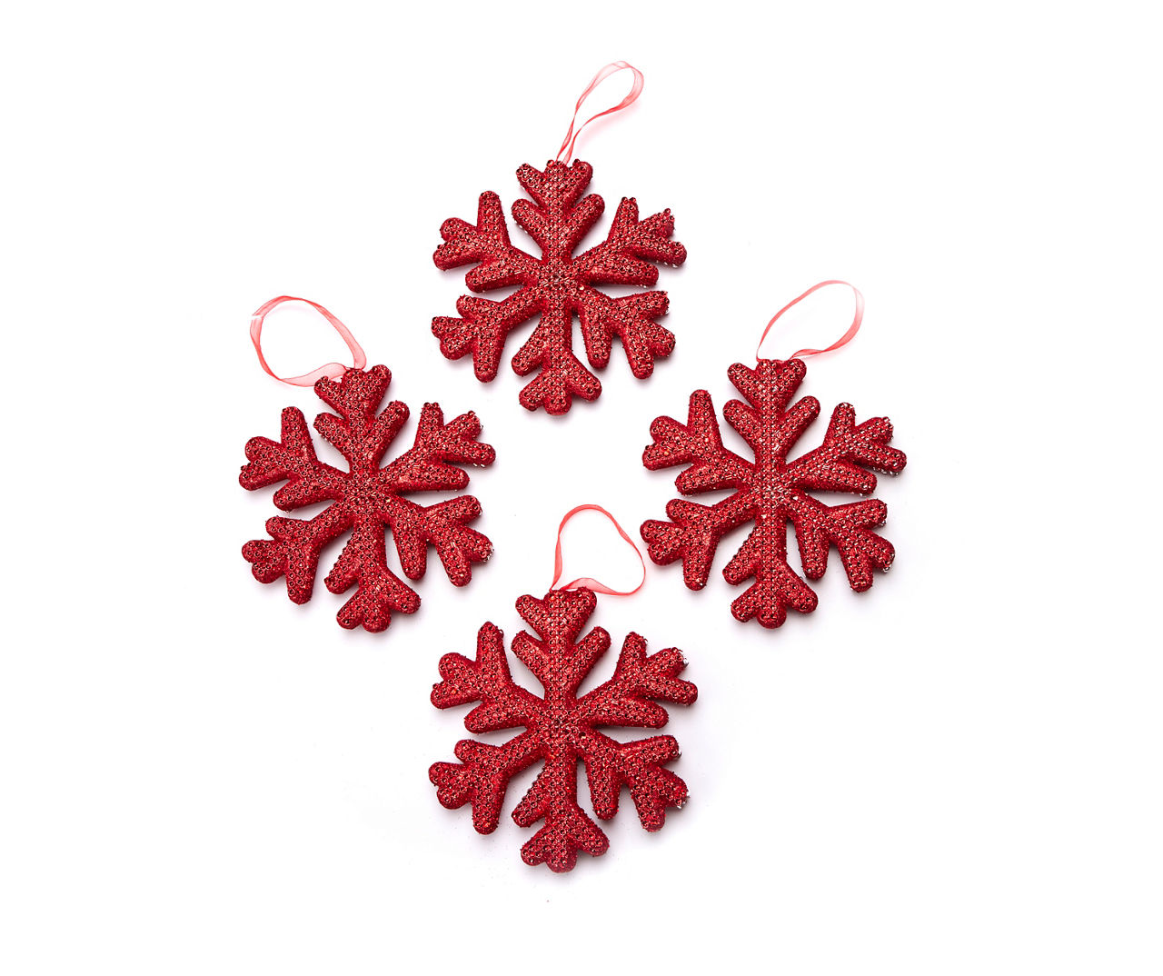 Winter Wonder Lane Red Bling Snowflake Ornaments, 4-Pack | Big Lots