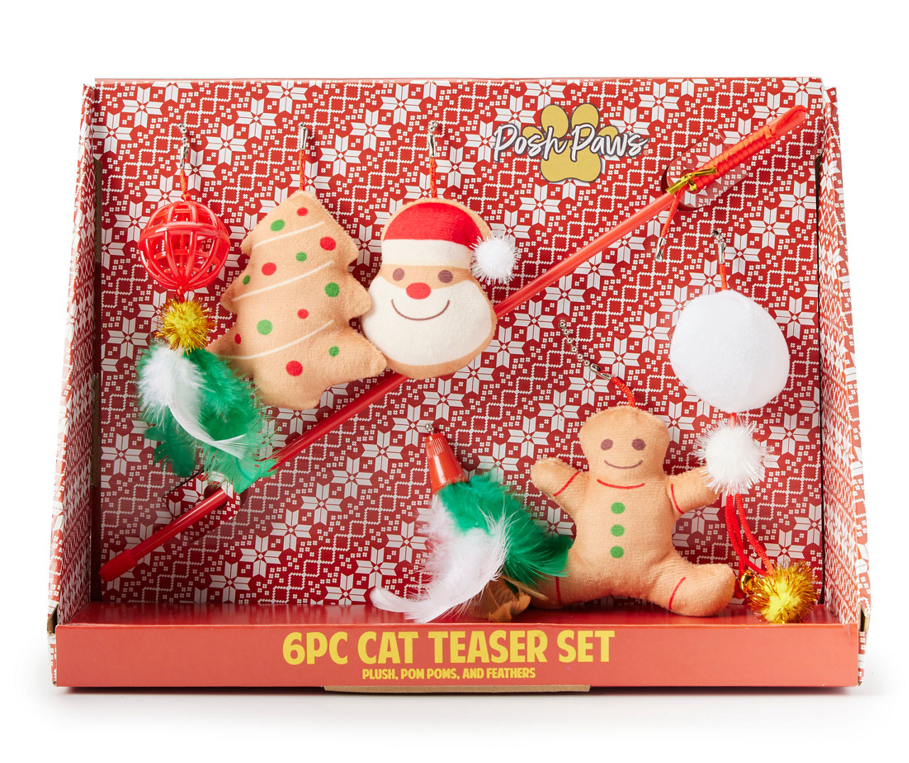 Posh Paws Red Holiday 6-Piece Cat Teaser Toy Set | Big Lots