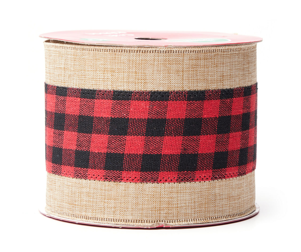 4" x 20' Red Buffalo Check Plaid Craft Ribbon with Burlap Trim | Big Lots
