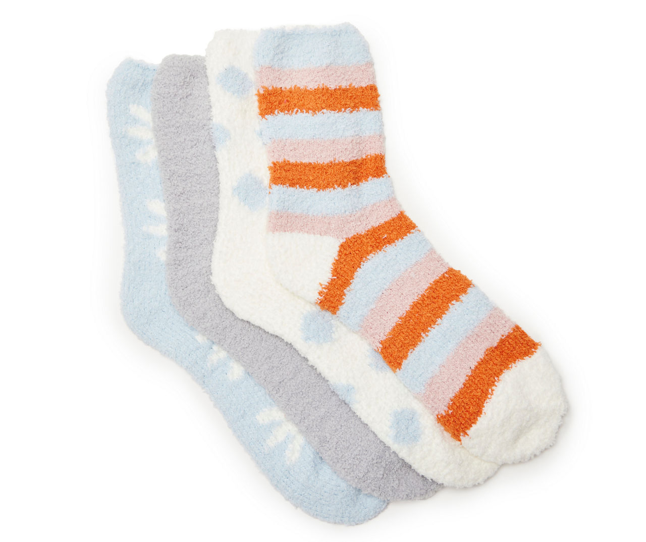 Hello Soho Blue & Orange Flower 4-Pair Fuzzy Socks Set | Big Lots