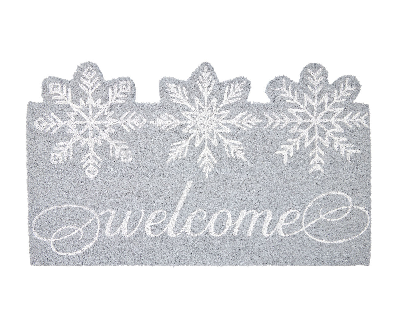 Winter Wonder Lane "Welcome" Mist Gray Snowflake Shaped Coir Doormat ...