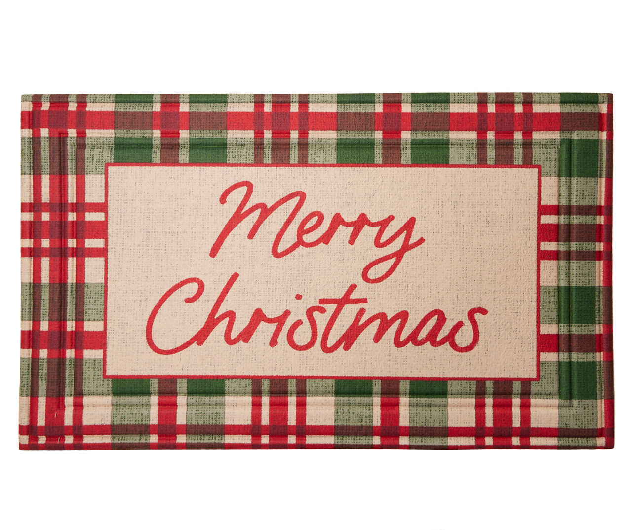 Winter Wonder Lane "Merry Christmas" Red & Green Plaid Crumb Rubber ...