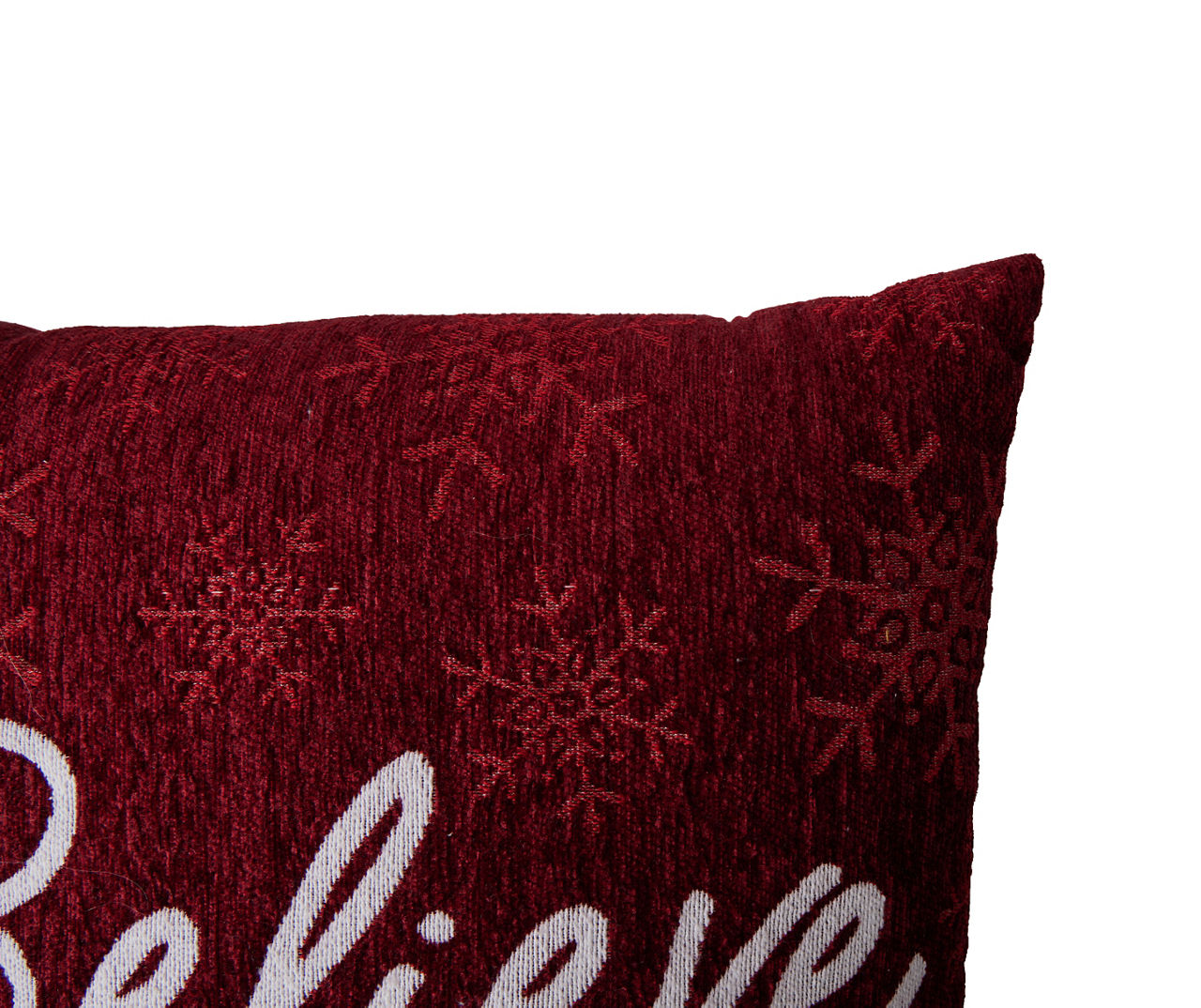 Winter Wonder Lane "Believe" Red & White Snowflake Square Throw Pillow ...