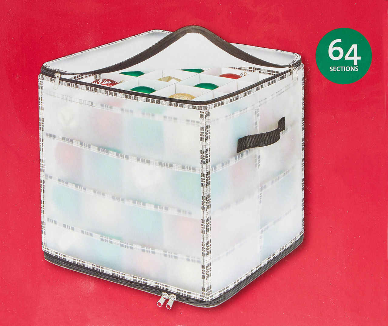 Winter Wonder Lane White & Black Plaid Ornament Storage Box | Big Lots