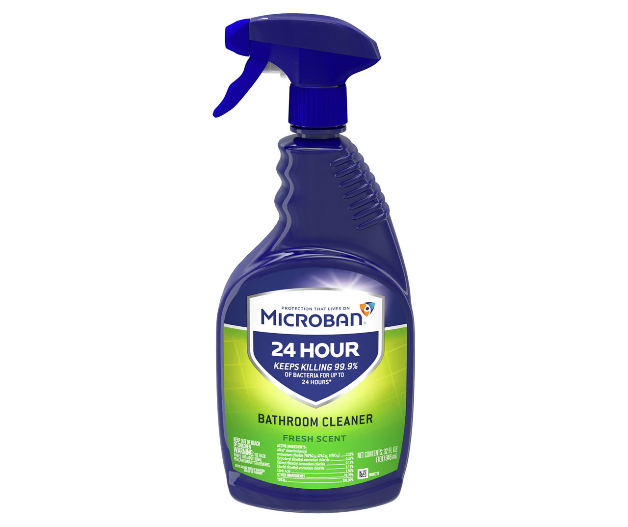 Microban Fresh Scent 24 Hour Bathroom Cleaner & Sanitizing Spray, 32 Oz ...