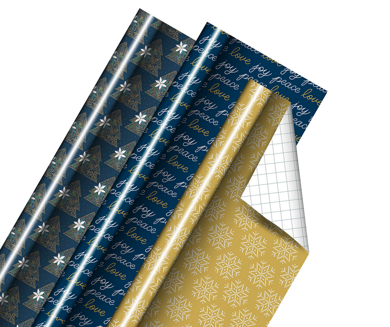 American Greetings 40 Sq. Ft. Navy & Gold Foil Gridline Wrapping Paper ...