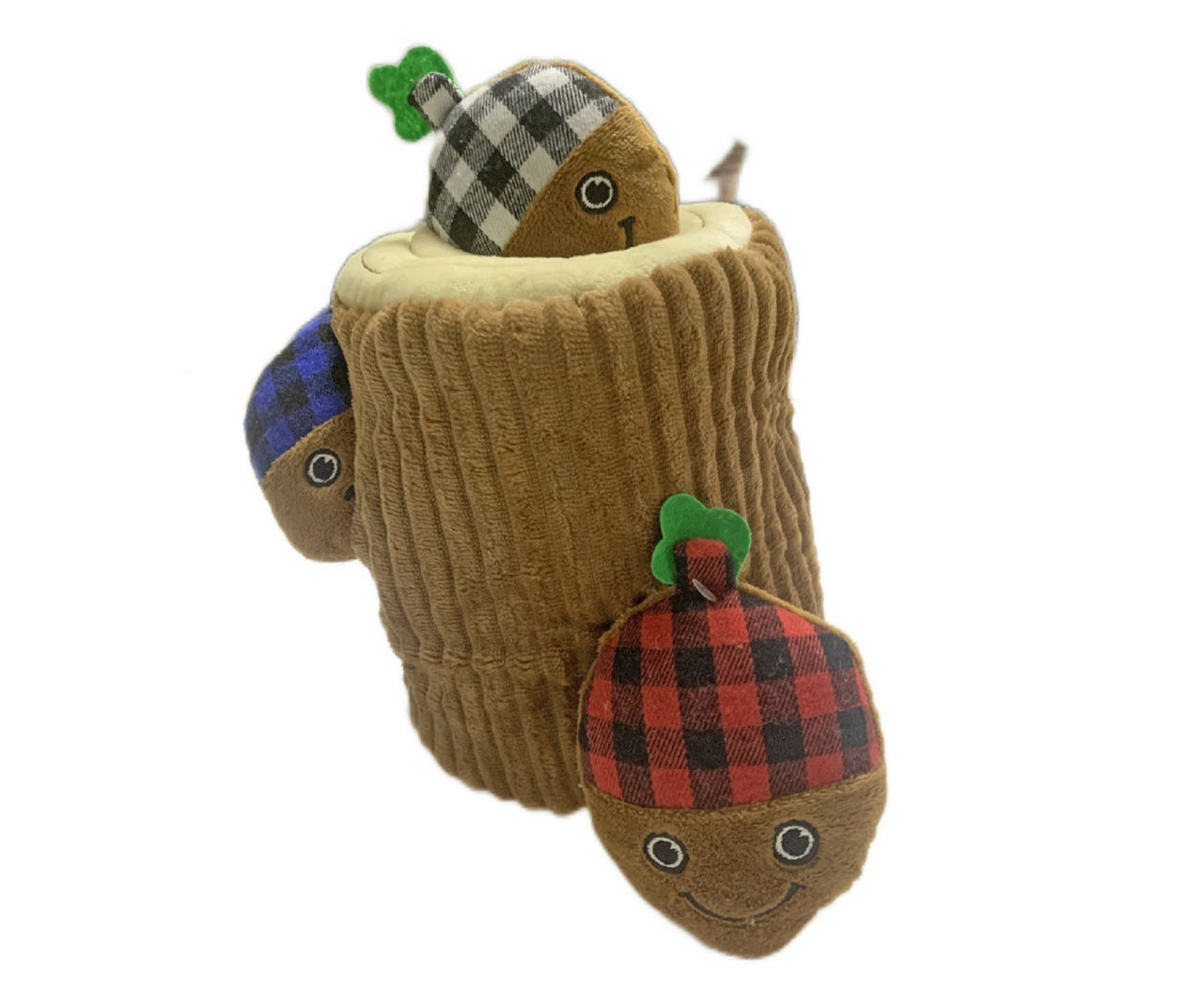 Plaid Acorn & Tree Stump Burrow Plush Pet Toy | Big Lots