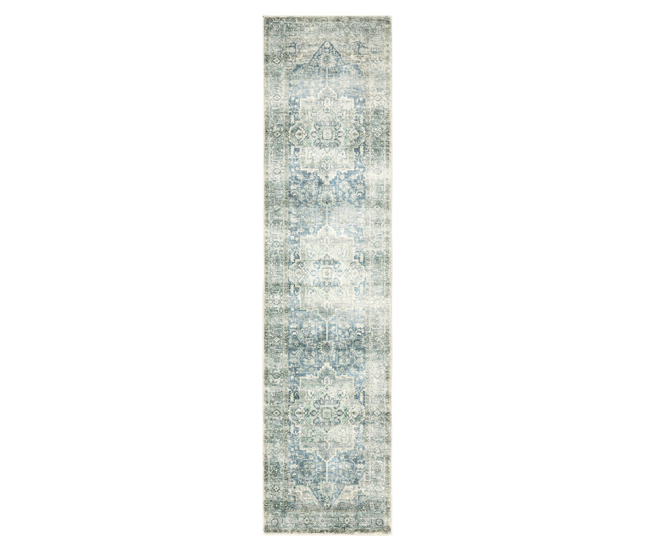 Savadore Gray & Blue Medallion Runner Rug, (2' x 8') | Big Lots