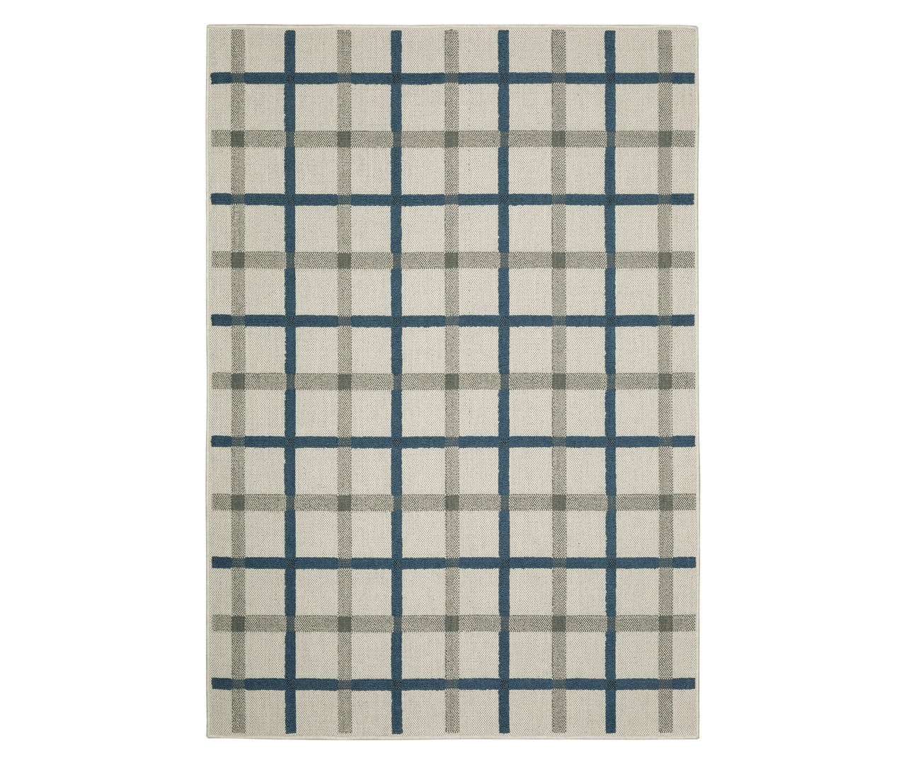 Toril Beige & Blue Plaid Outdoor Runner Rug, (1.1' x 7.3') | Big Lots