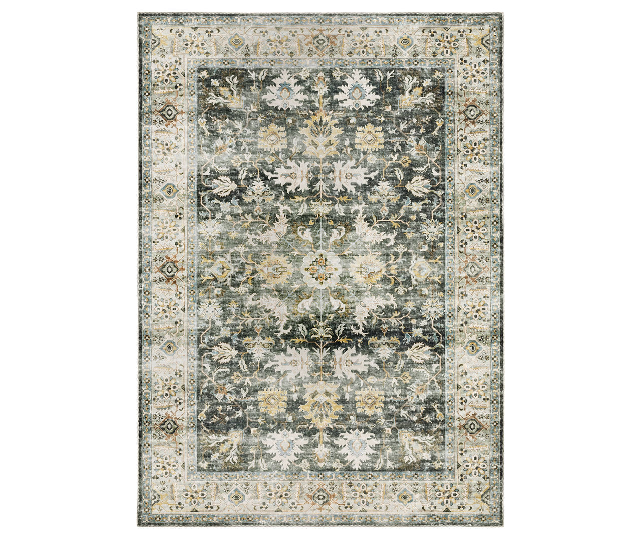 Chaim Charcoal & Beige Floral Area Rug, (2' x 3') | Big Lots