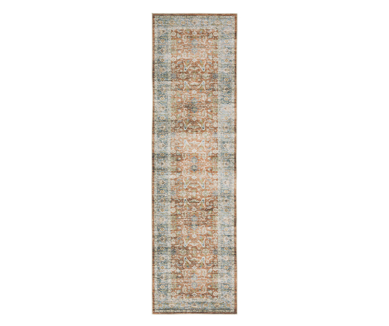 Chloe Rust & Blue Floral Runner Rug, (2' x 8') | Big Lots