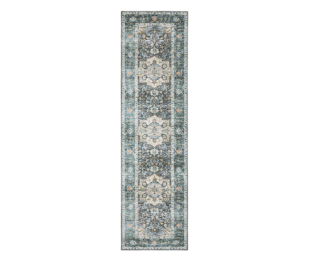 Childers Blue & Beige Floral Medallion Runner Rug, (2' x 8') | Big Lots