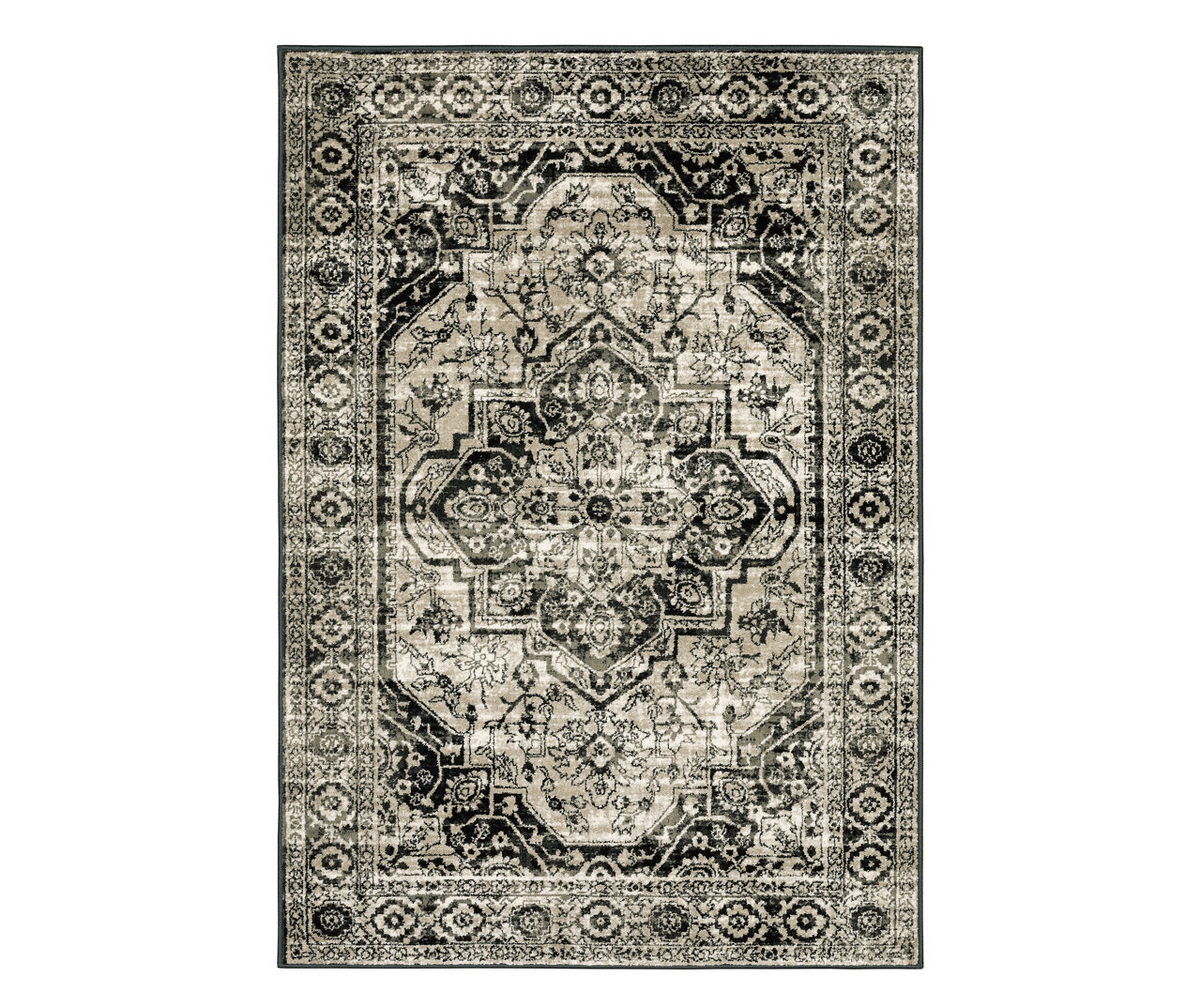 George Gray & Black Floral Medallion Area Rug, (3.1' x 5.5') | Big Lots