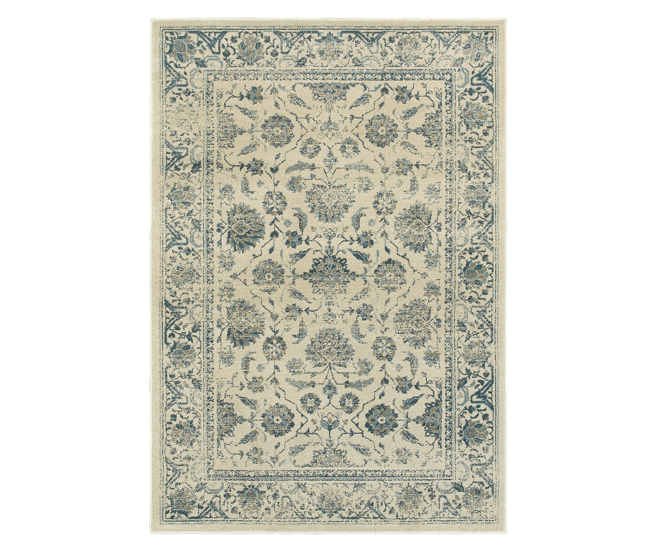 Linzy Ivory & Blue Floral Area Rug | Big Lots