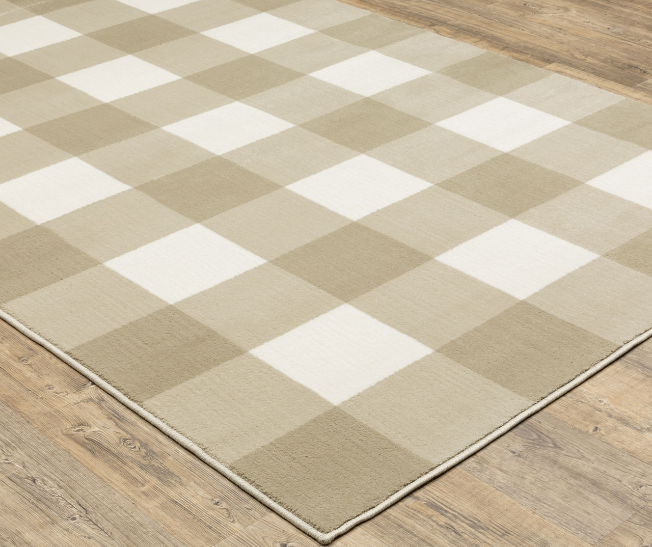 Geirbjorg Beige & Ivory Buffalo Check Area Rug, (3.1' x 5.5') | Big Lots