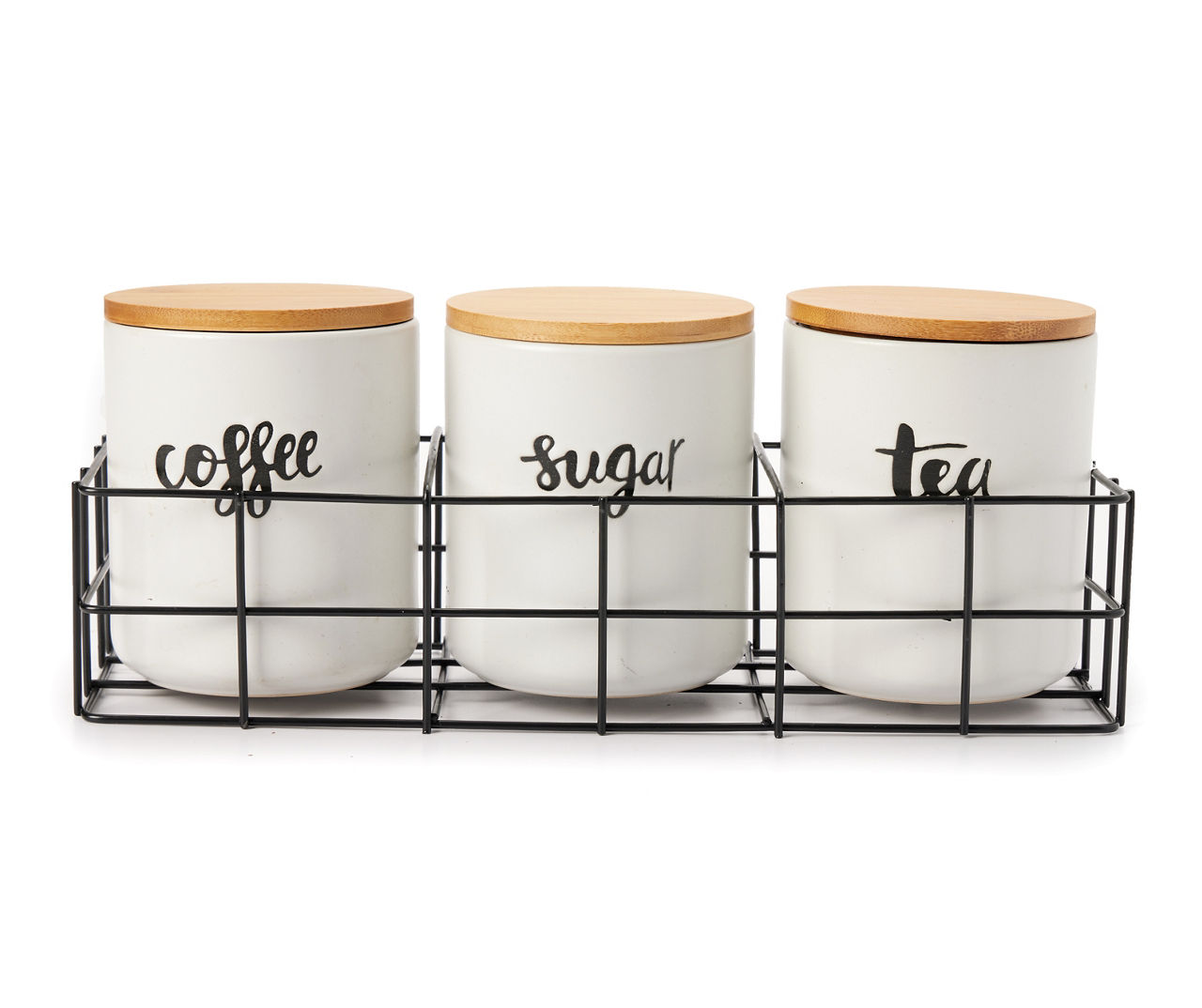 "Coffee", "Sugar" & "Tea" 4-Piece Storage Canister & Caddy Set | Big Lots