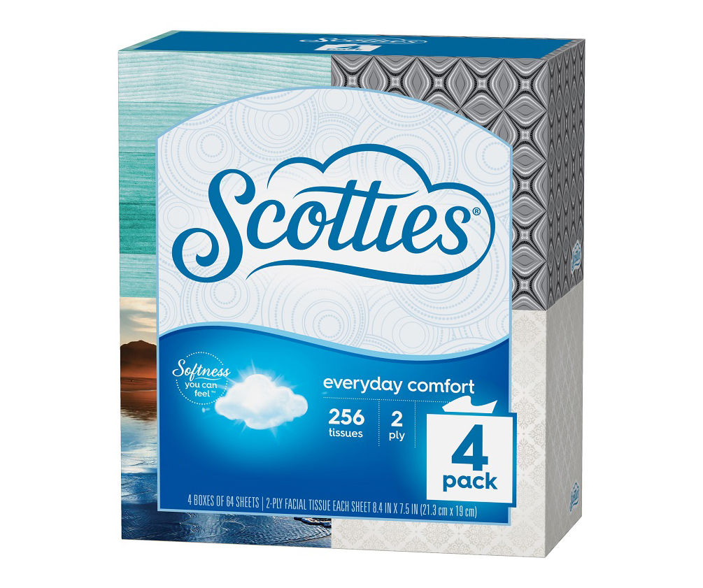 Scotties Everyday Comfort 2-Ply Facial Tissues Cube, 4-Pack | Big Lots