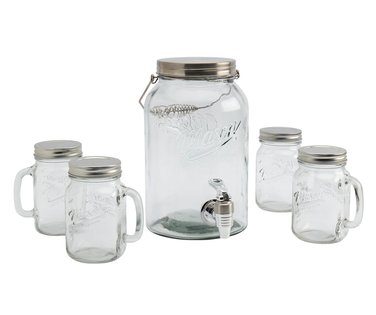 Mason Jar 5-Piece Beverage Dispenser Drinkware Set | Big Lots
