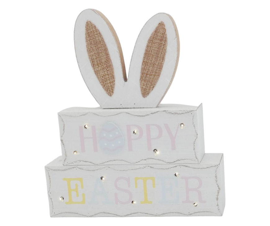 "Hoppy Easter" Stacked LED Light-Up Tabletop Plaque | Big Lots