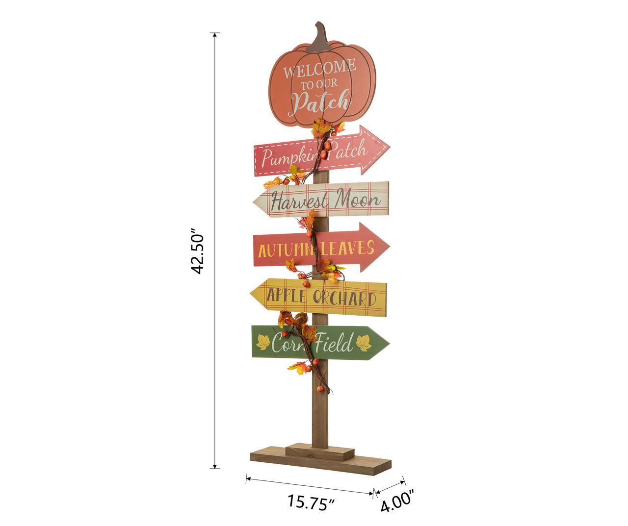 Glitzhome "Welcome To Our Patch" Pumpkin Directional Sign Decor | Big Lots