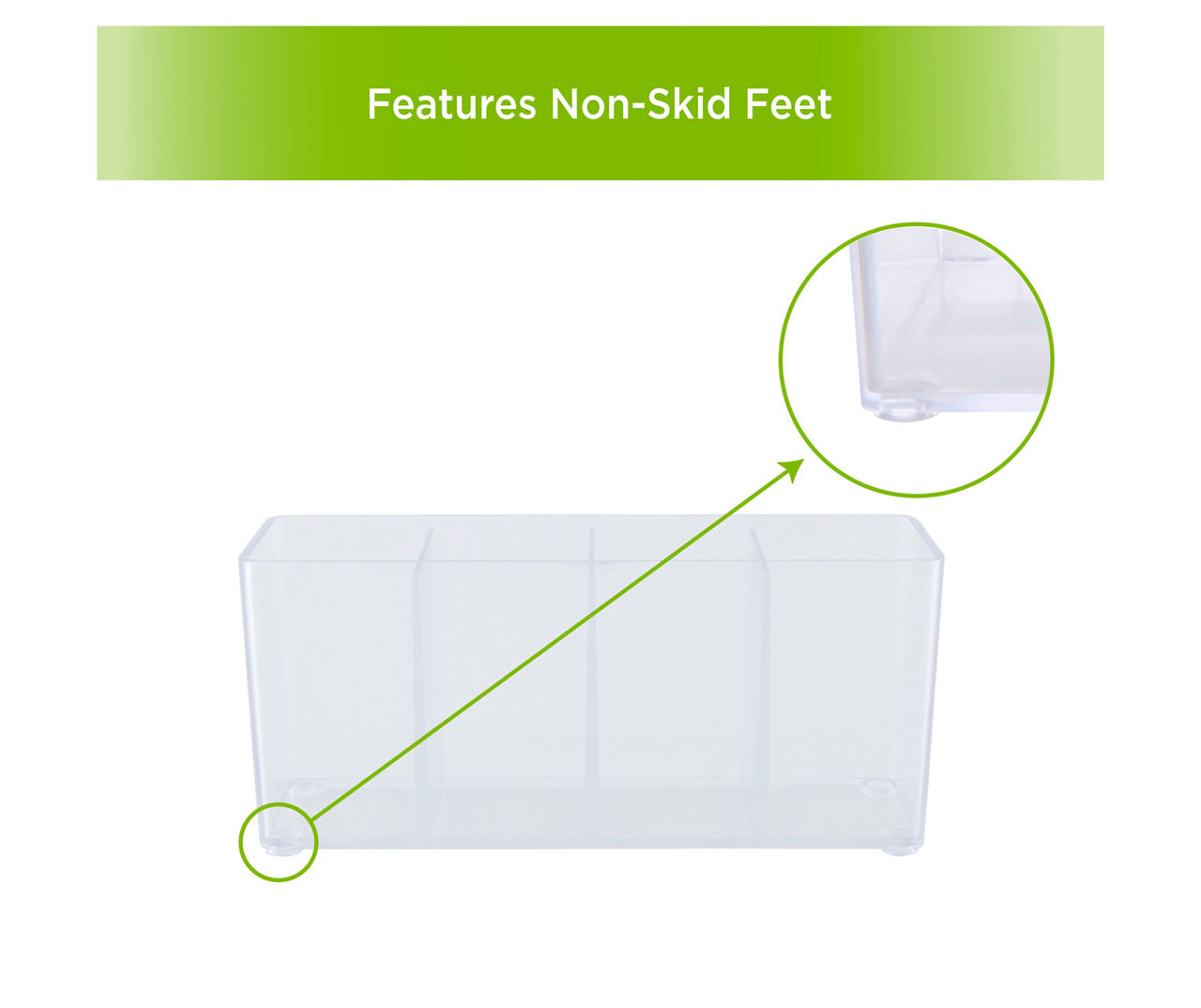 Kenney Storage Made Simple Clear 4-Compartment Drawer Organizer Bin ...