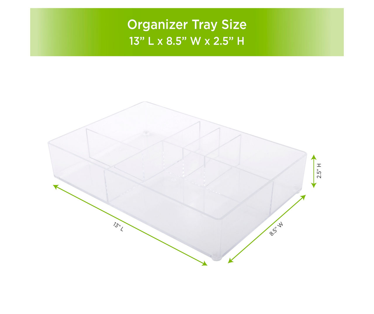 Kenney Storage Made Simple Clear 6-Compartment Drawer Organizer Tray ...
