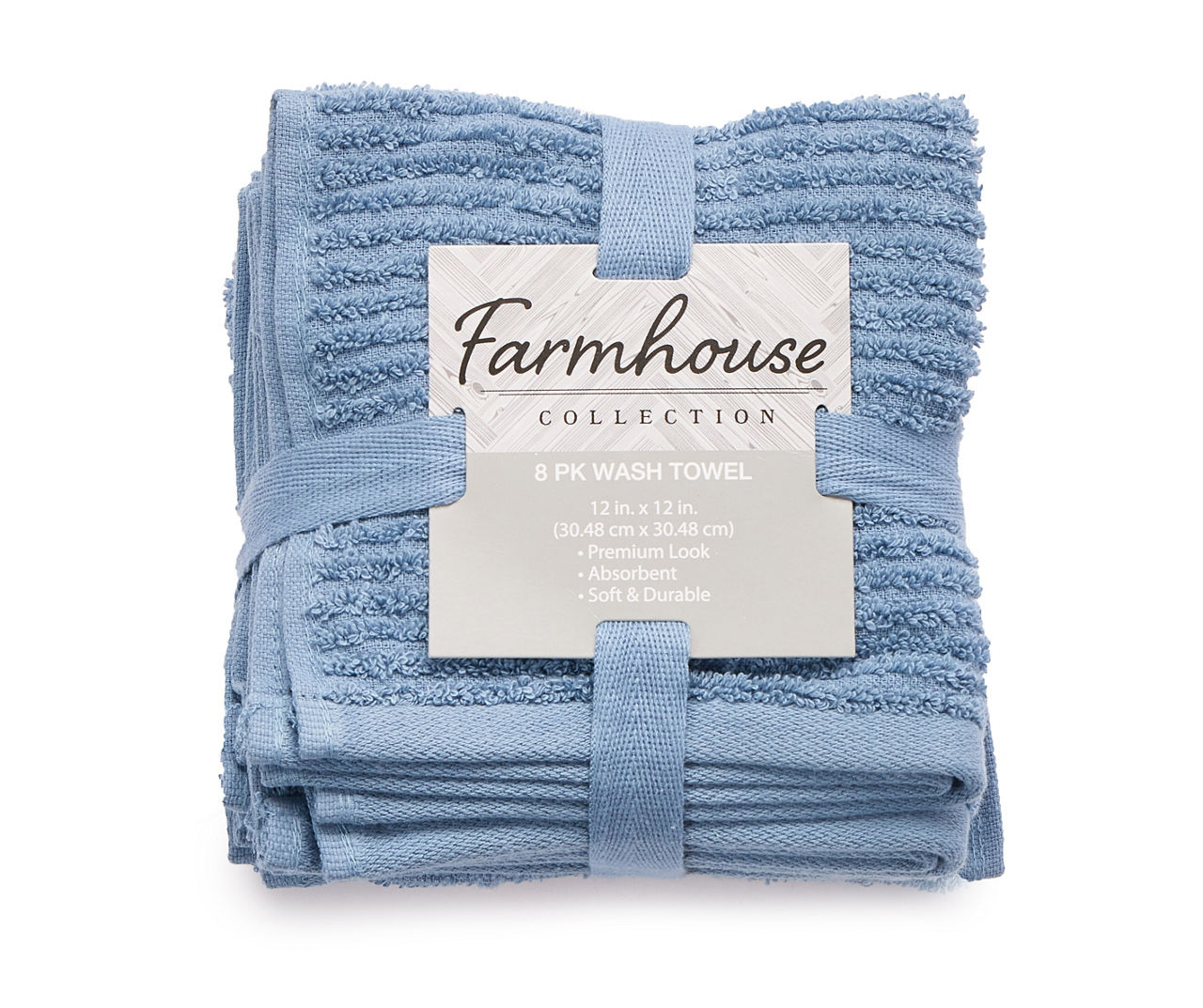 Windward Blue Textured-Stripe Washcloth, 8-Pack | Big Lots