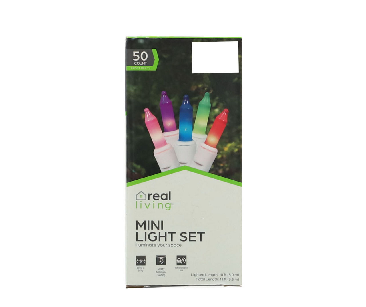 Real Living Frost Multi-Color Mini Light Set with White Wire, 50-Lights ...