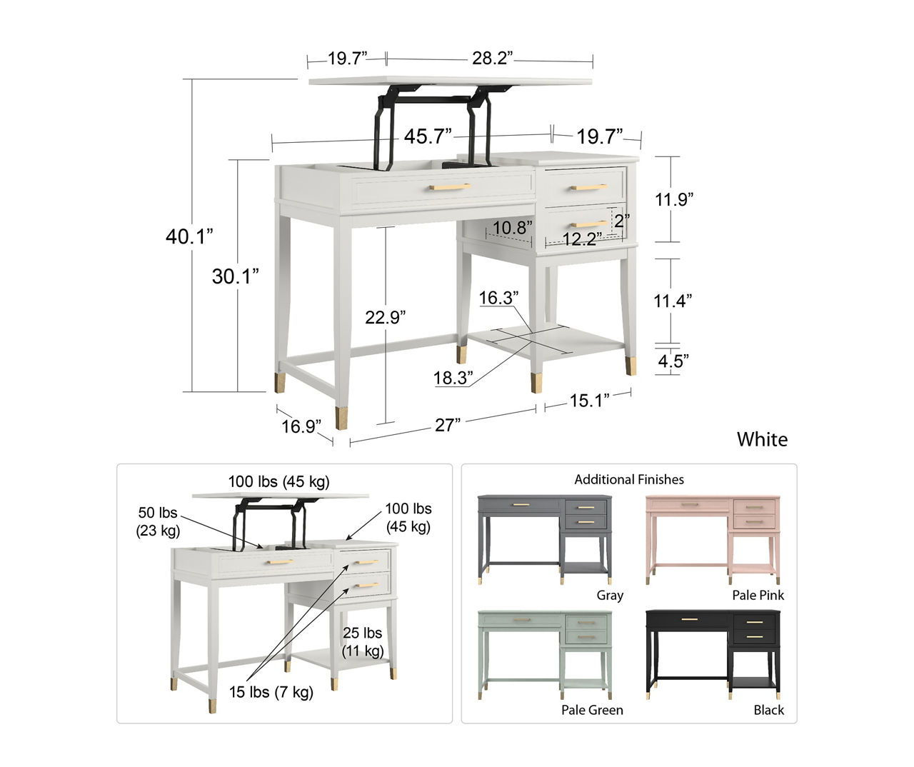 CosmoLiving Westerleigh Lavender Lift Top Desk | Big Lots