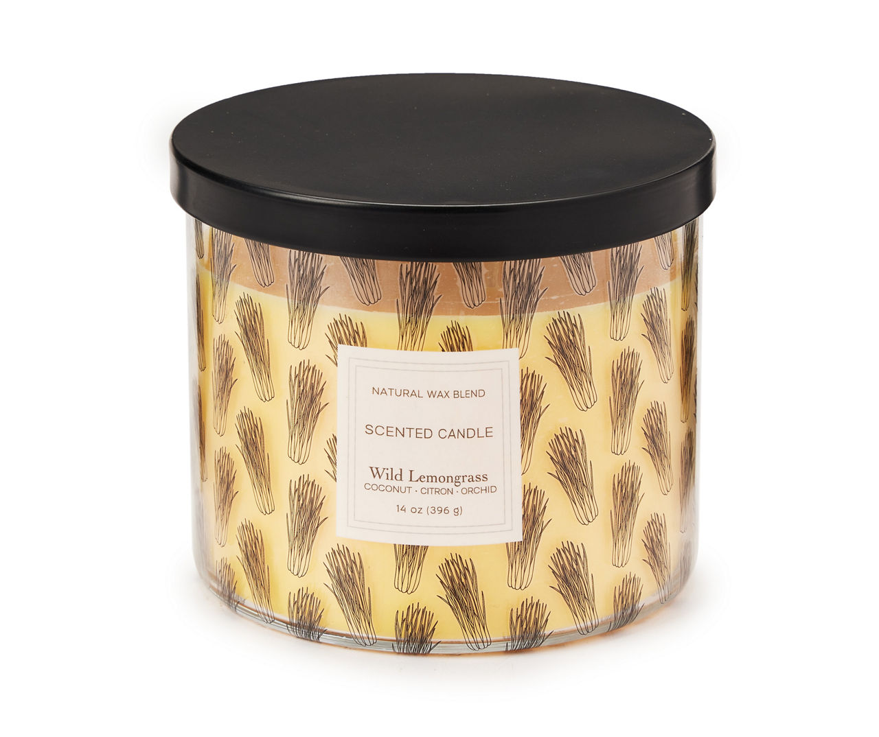 Wild Lemongrass Yellow Grass Decal 3-Wick Jar Candle, 14 oz. | Big Lots