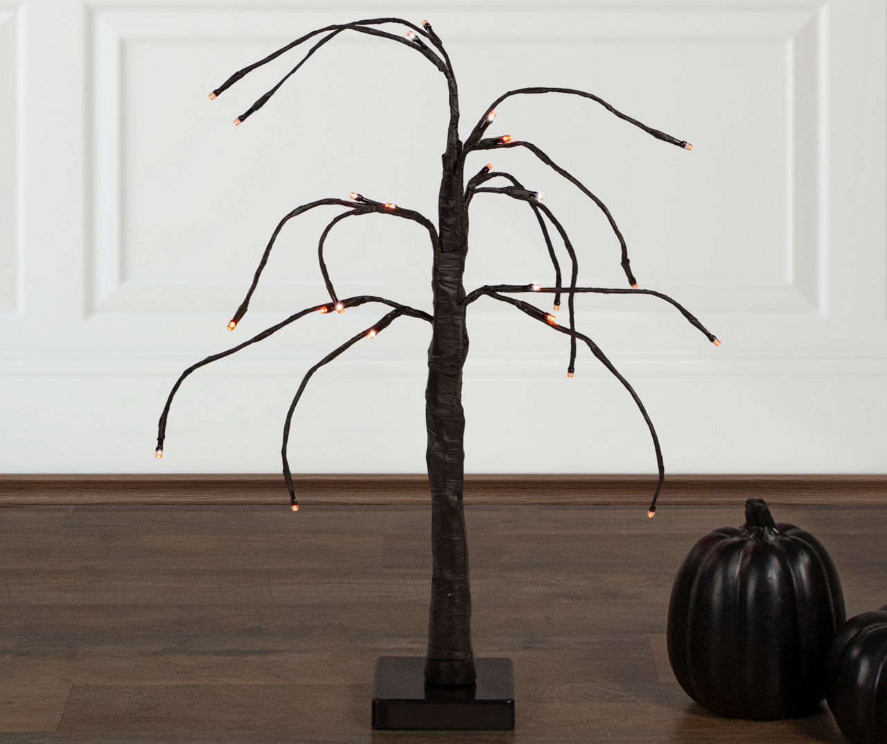 Northlight 24" Black Weeping LED Twig Tree with Orange Lights | Big Lots