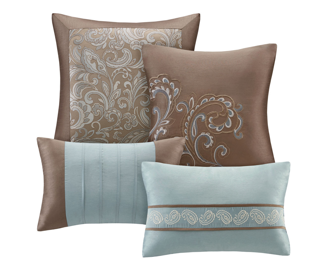 Isabella Blue & Brown Paisley Room-in-a-Bag Queen 24-Piece Bedroom Set ...