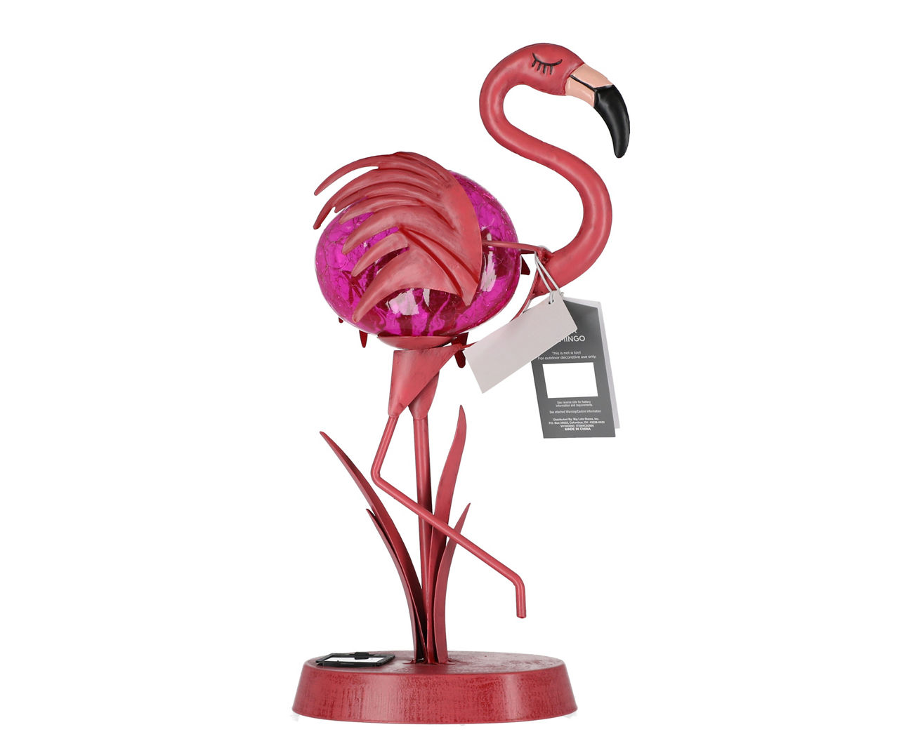 Pink Flamingo LED Solar Crackle Ball Decor | Big Lots
